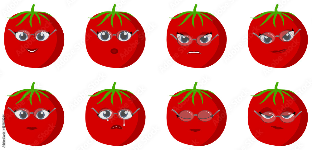 Attractive vector vegetable emoji set of tomatoes. It presents the ...