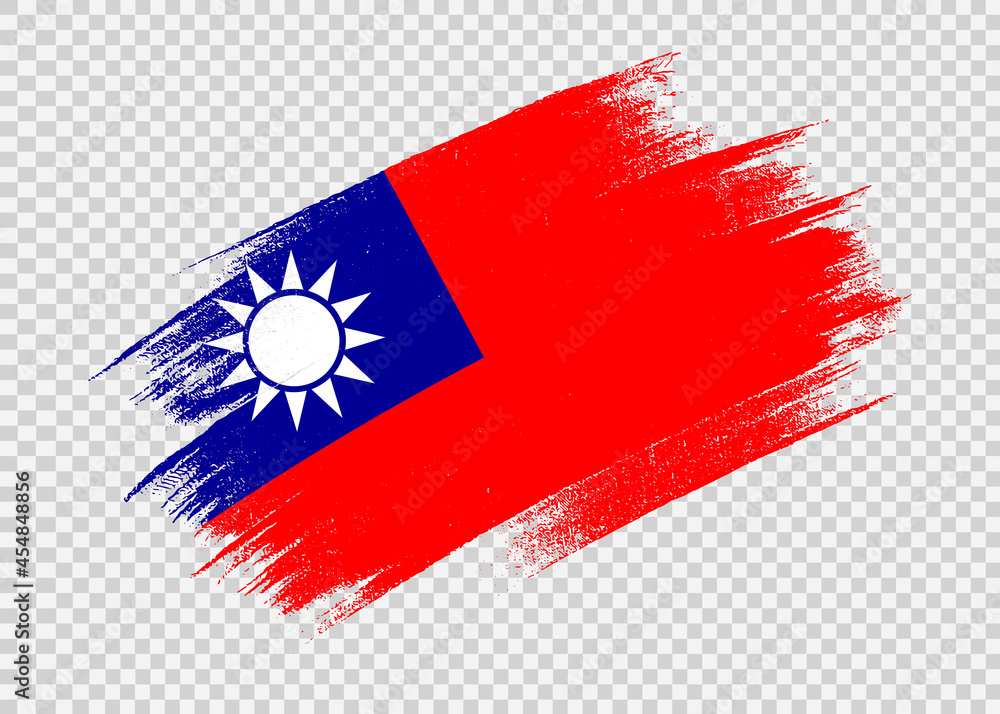 Taiwan flag with brush paint textured isolated on png or transparent ...
