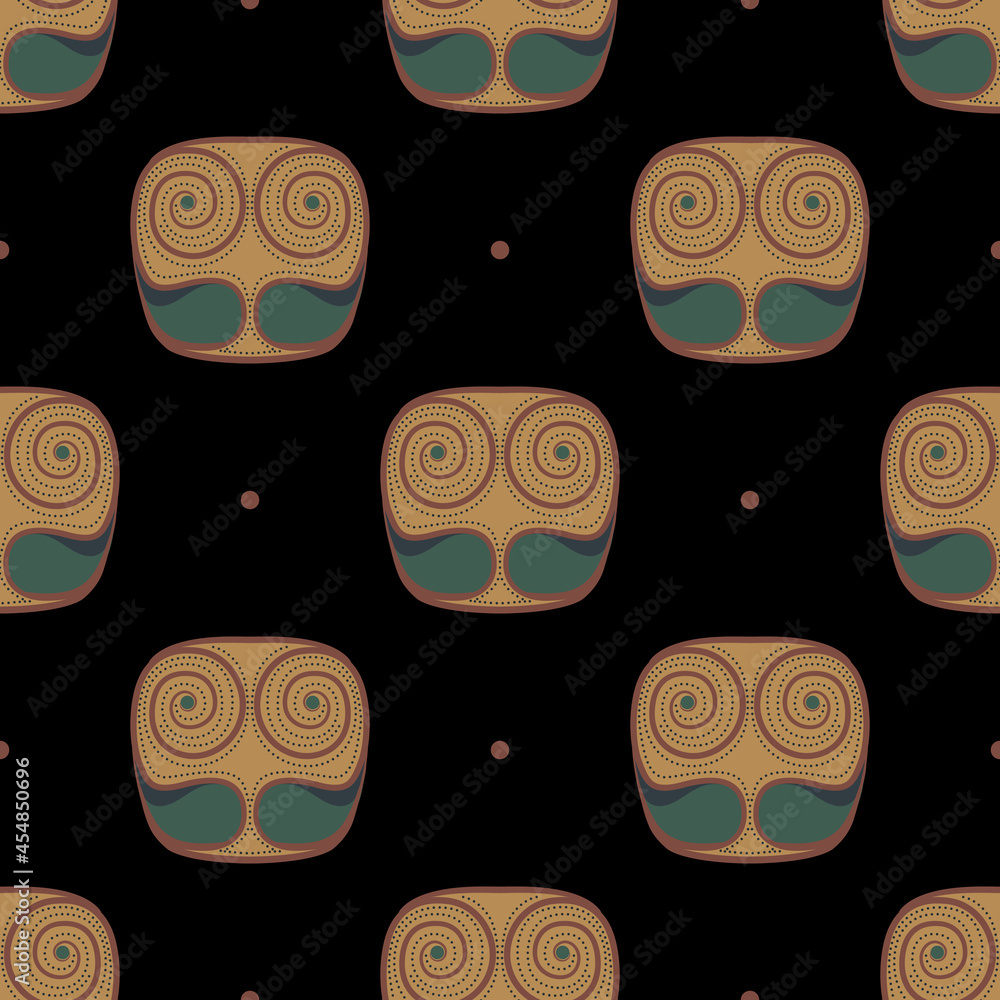 Seamless geometrical ethnic pattern with Native American tribal motifs ...