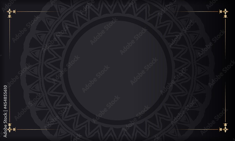 Black banner with ornaments and place for your logo. Printable design ...