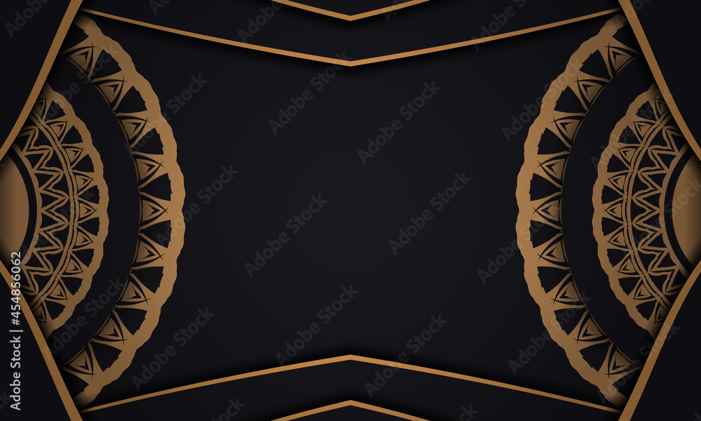 Black vector banner with ornaments and place for your text and logo ...