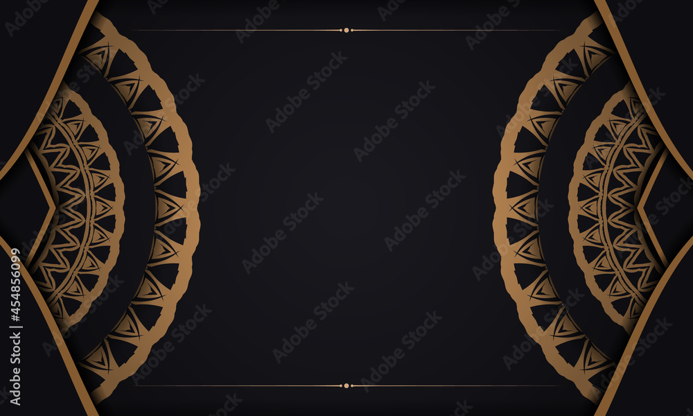 Black vector banner with ornaments and place for your text and logo ...
