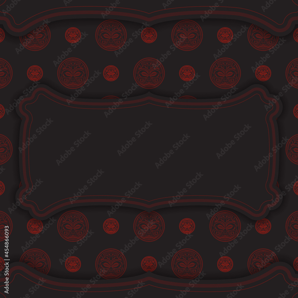 Vector design postcard BLACK colors with mask Maori patterns ...