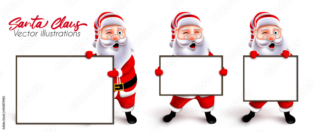 Santa claus presenting character vector set. Christmas santa 3d ...