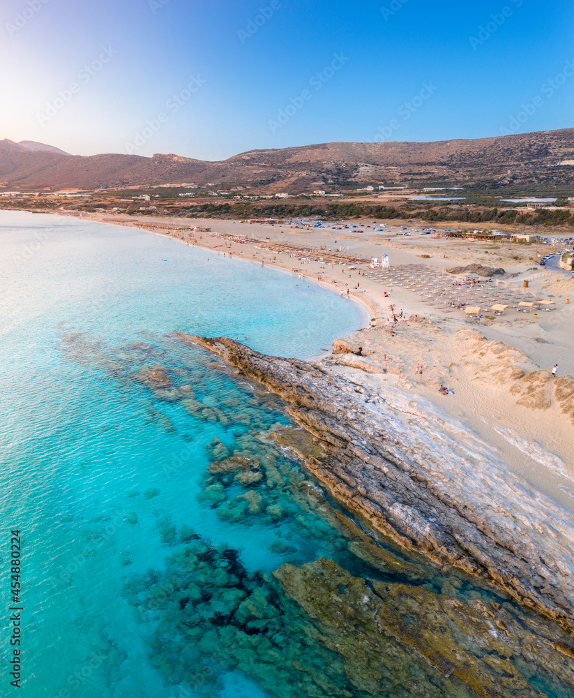 Famous sandy beach of Falasarna at the north west of Chania, Crete ...