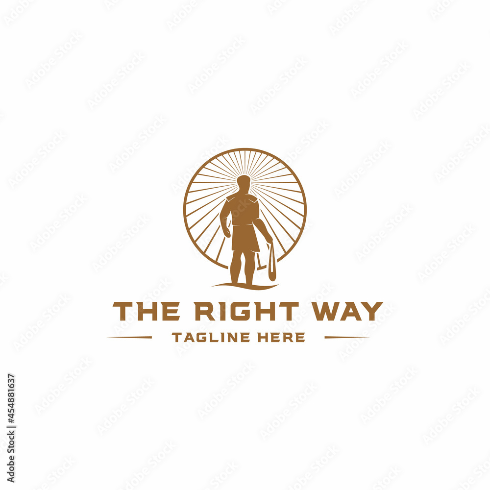 Right Way Logo emblem Icon. navigation Vector Modern Symbol. man mascot ...