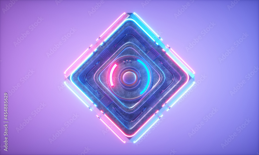 3D rendered neon light booth Stock Illustration | Adobe Stock