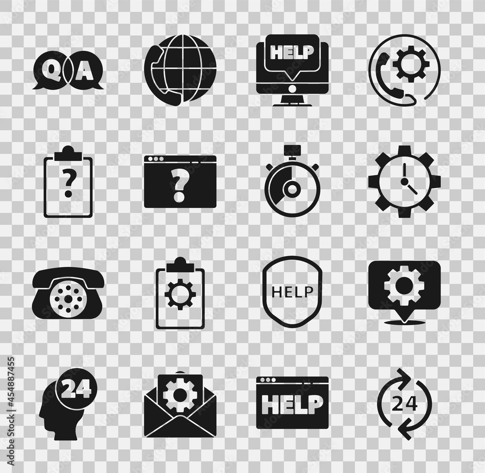 Set Telephone 24 hours support, Location with gear, Time Management ...