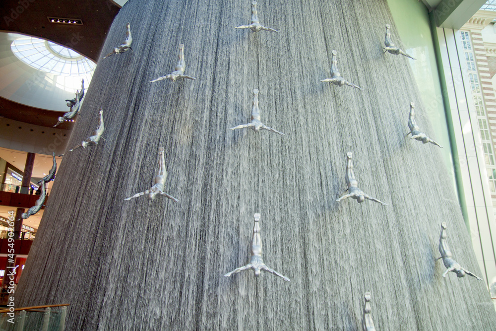 waterfalls in dubai mall, in dubai united arab emirates Stock Photo ...