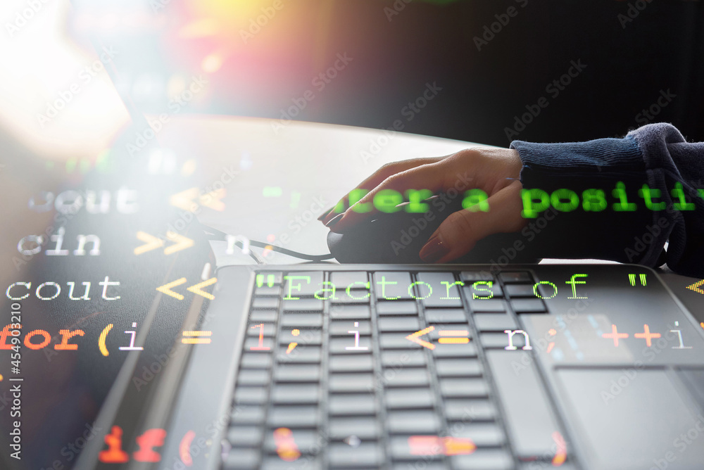 Abstract background of digital binary code of software. Programming ...