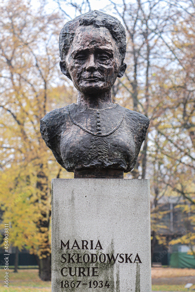 November 3, 2018 - Krakow Poland. Bust of the Polish Nobel Maria ...
