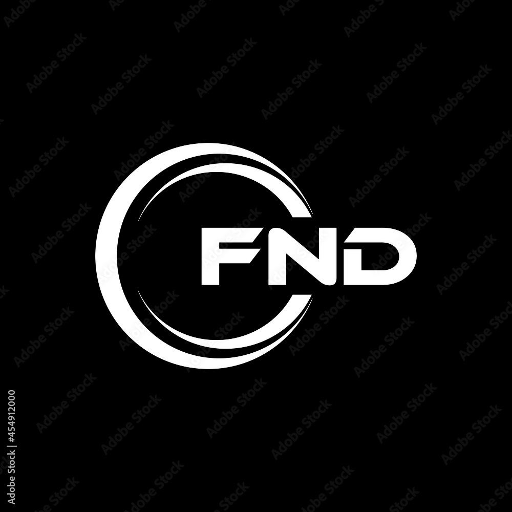 FND letter logo design with black background in illustrator, vector ...