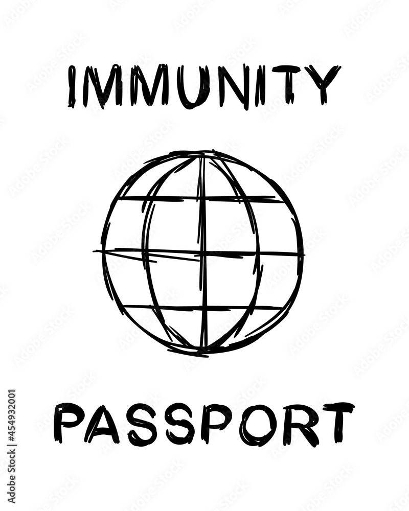 Covid-19 immunity passport quick sketch vector illustration black and ...
