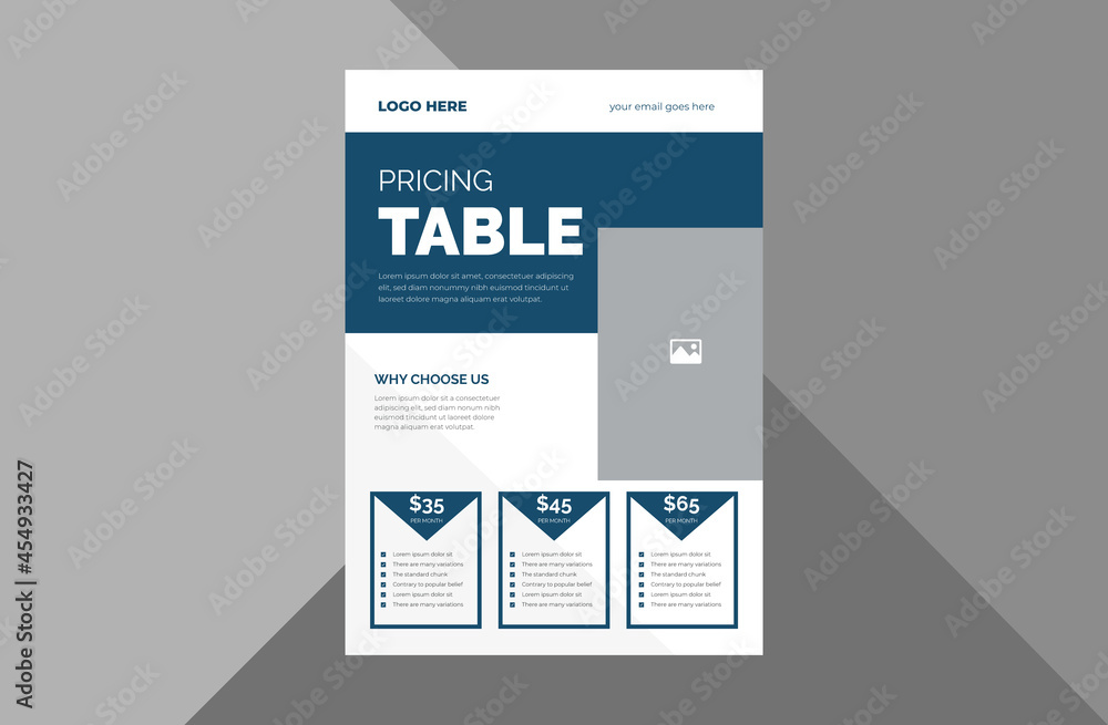 pricing table flyer design template. shop pricing table poster leaflet ...
