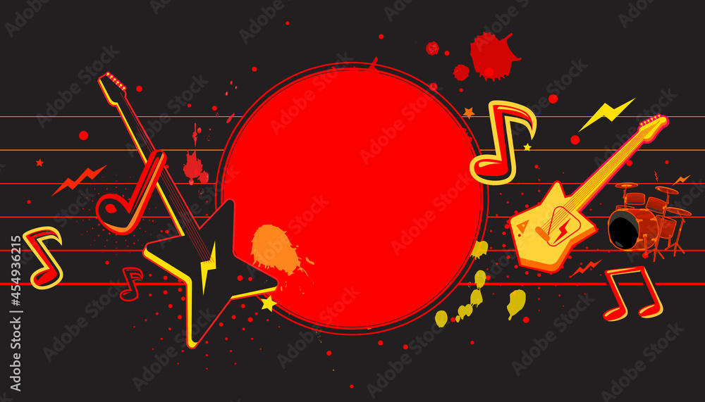 Vector illustration of rock music background design template for music ...