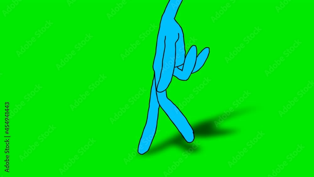 Cartoon hand walking. 2D cartoon animation.4K.Includes green screen ...