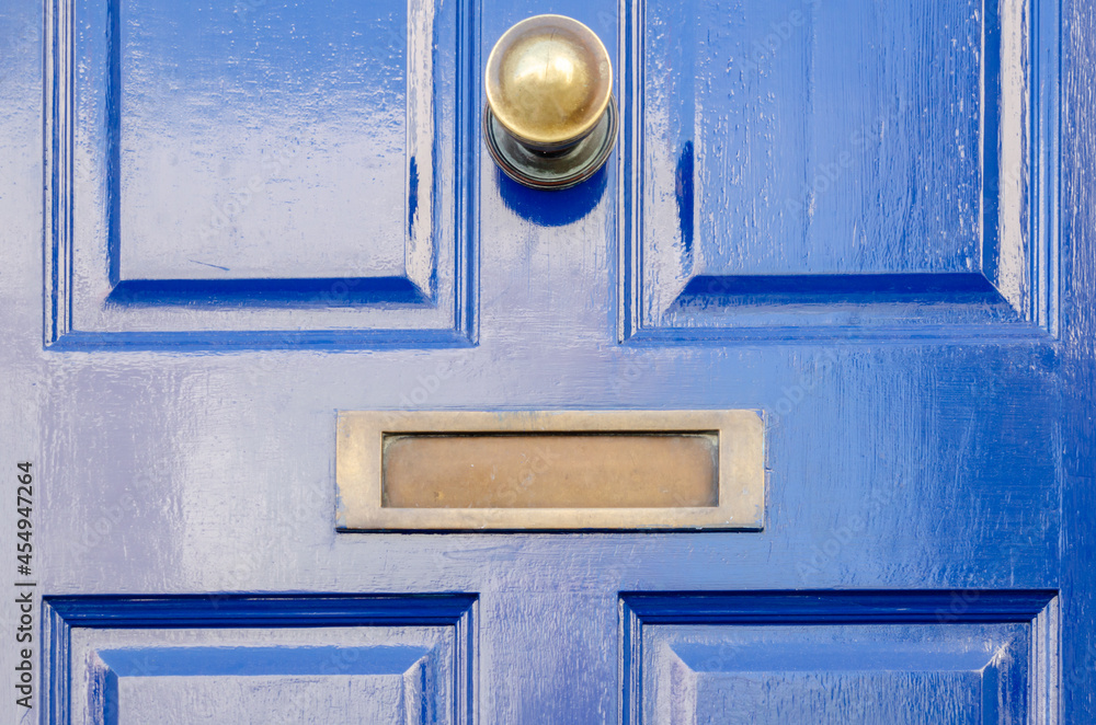 Poster Old letterbox in the door, traditional way of delivering letters ...