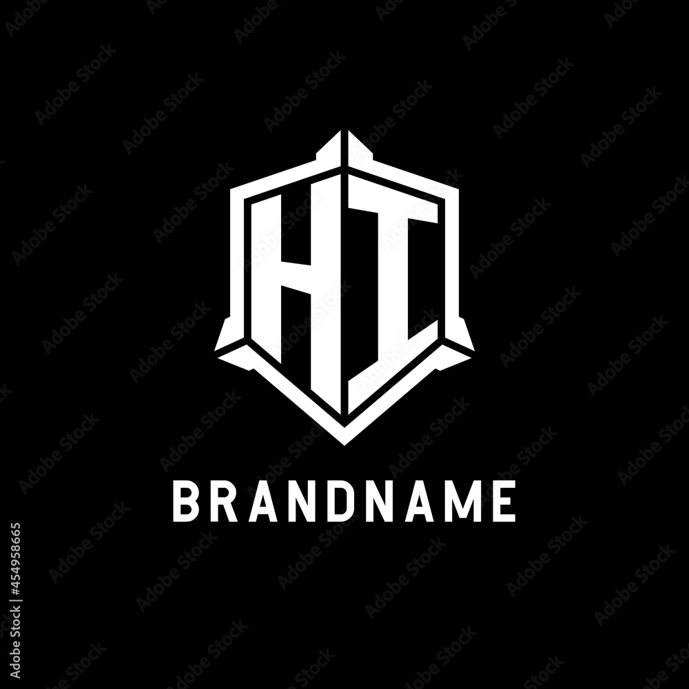 HI logo initial with shield shape design style Stock Vector | Adobe Stock