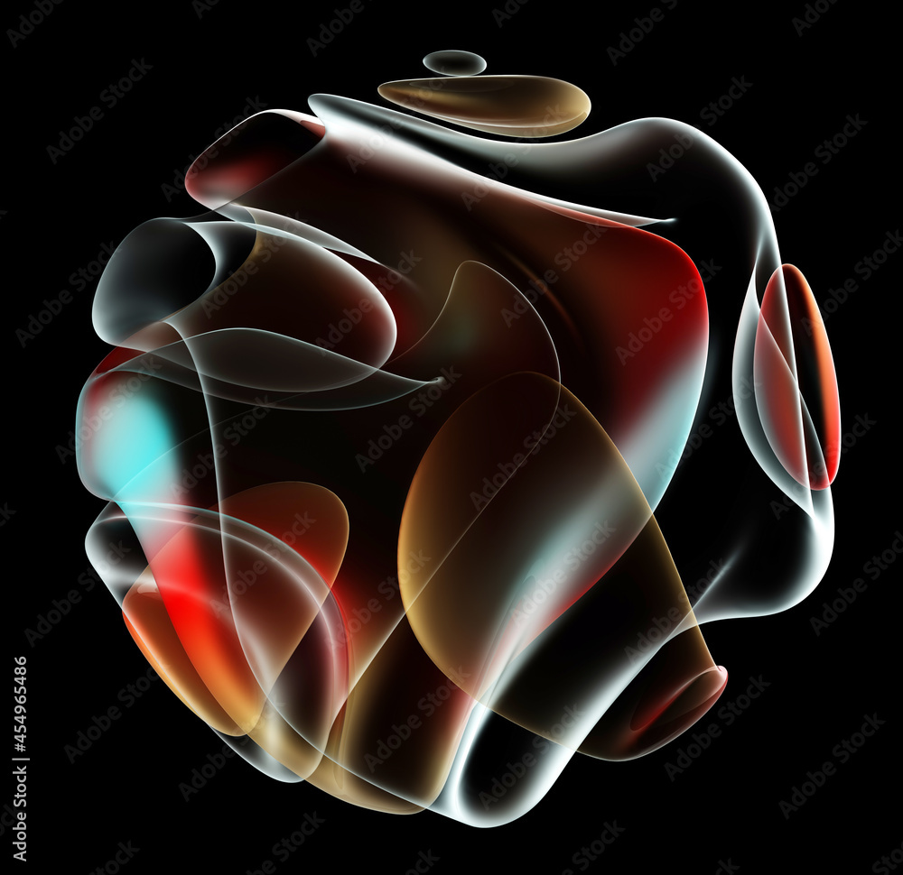 3d render of abstract art of surreal alien ball flower in spherical ...