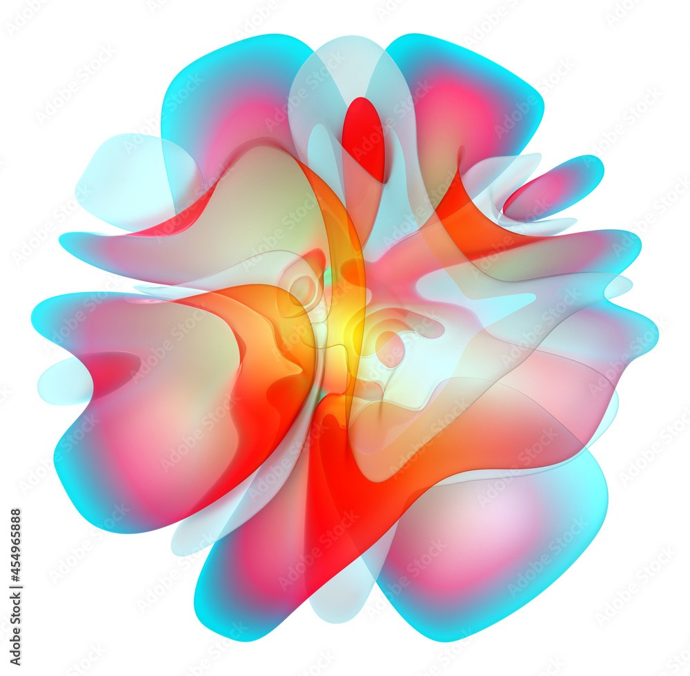 3d render of abstract art with surreal alien blossom flower in curve ...