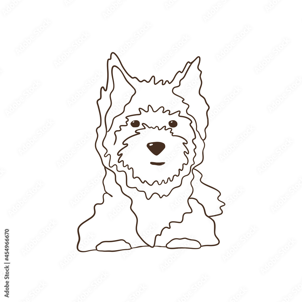 Dog vector line illustration. Cartoon dog illustration Stock Vector ...