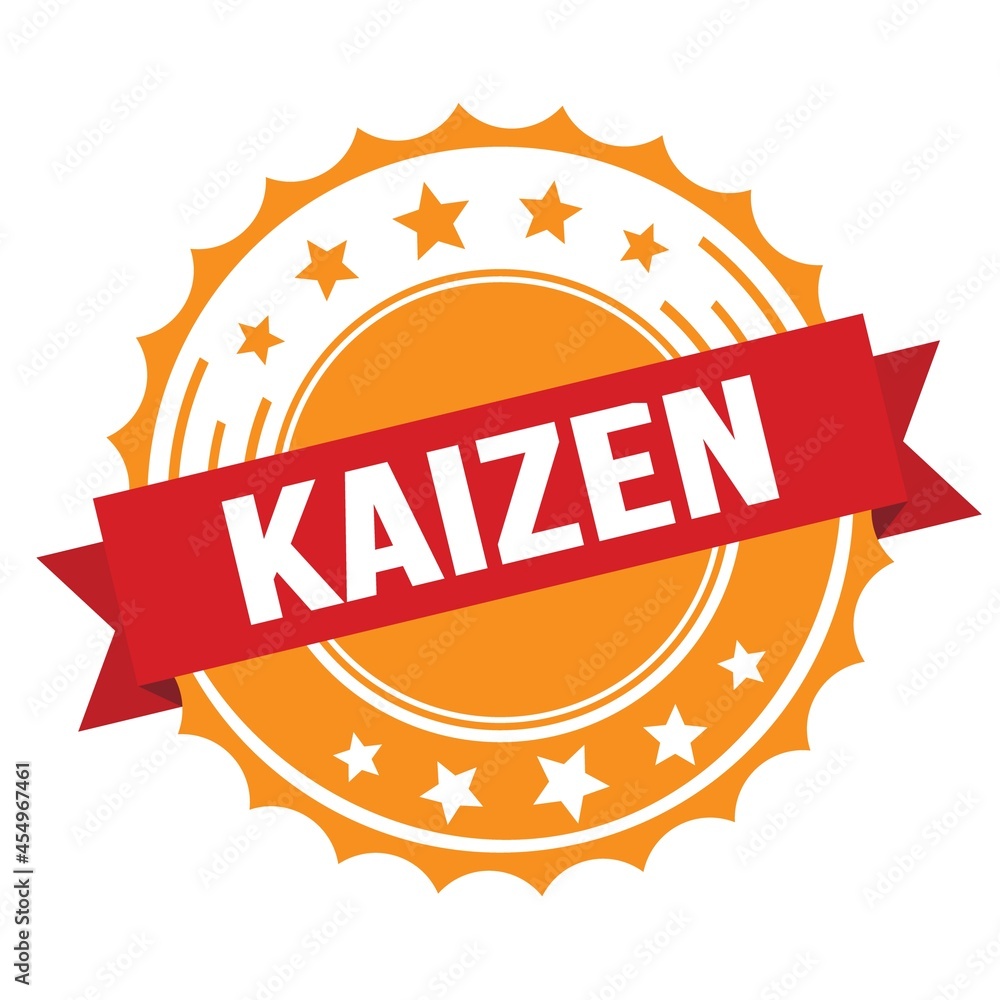 KAIZEN text on red orange ribbon stamp. ilustração do Stock | Adobe Stock