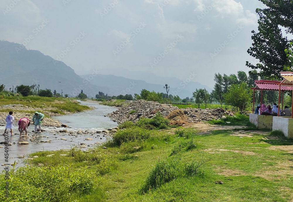 beautiful swat valley Pakistan mountains with green trees and grass ...