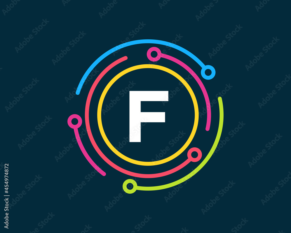 Technology logo design with F letter concept. Letter F technology logo ...