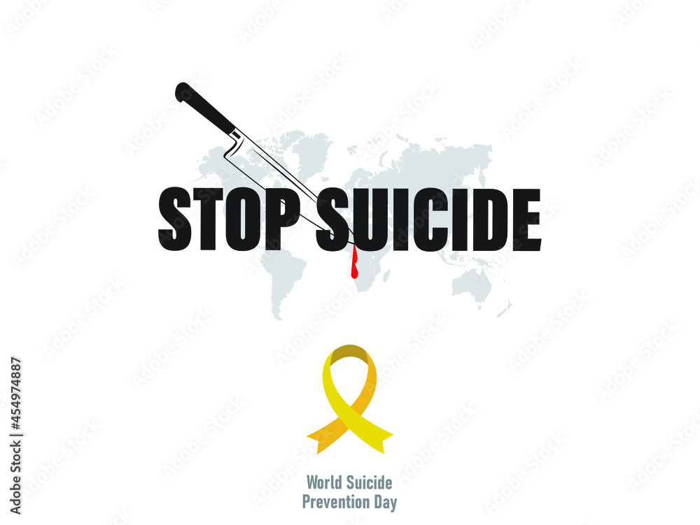 Stop suicide prevention day concept. knife, world map, and white color ...