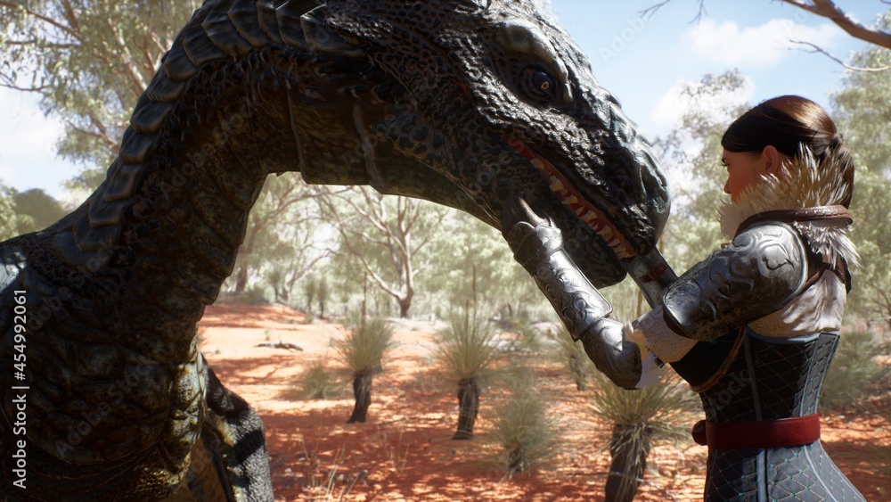 The dragon and the girl met in the middle of the desert after a long ...