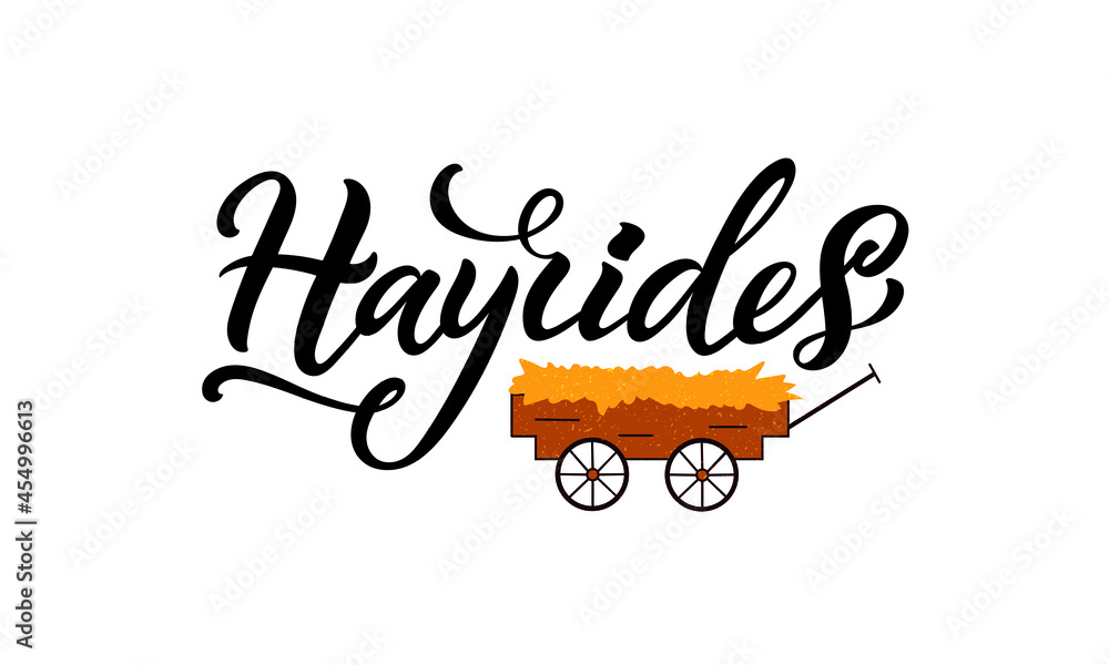 Hayrides handwritten text, modern brush calligraphy, vector ...