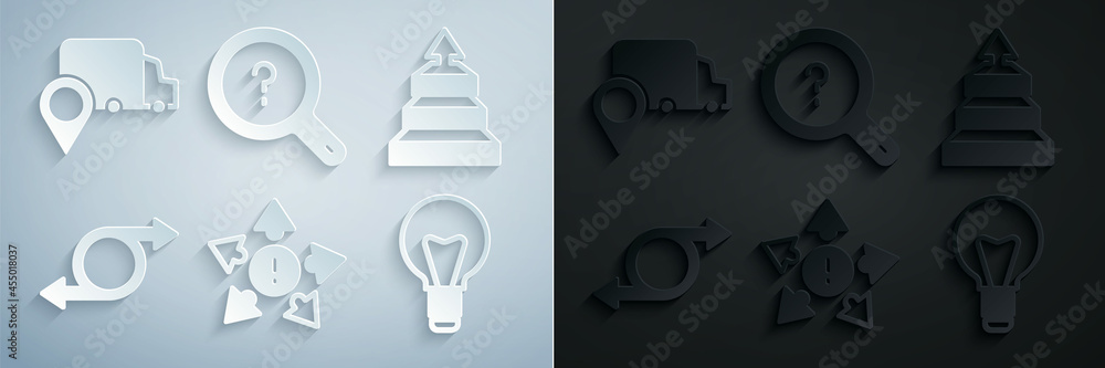 Set Many ways directional arrow, Pyramid chart infographics, Arrow ...