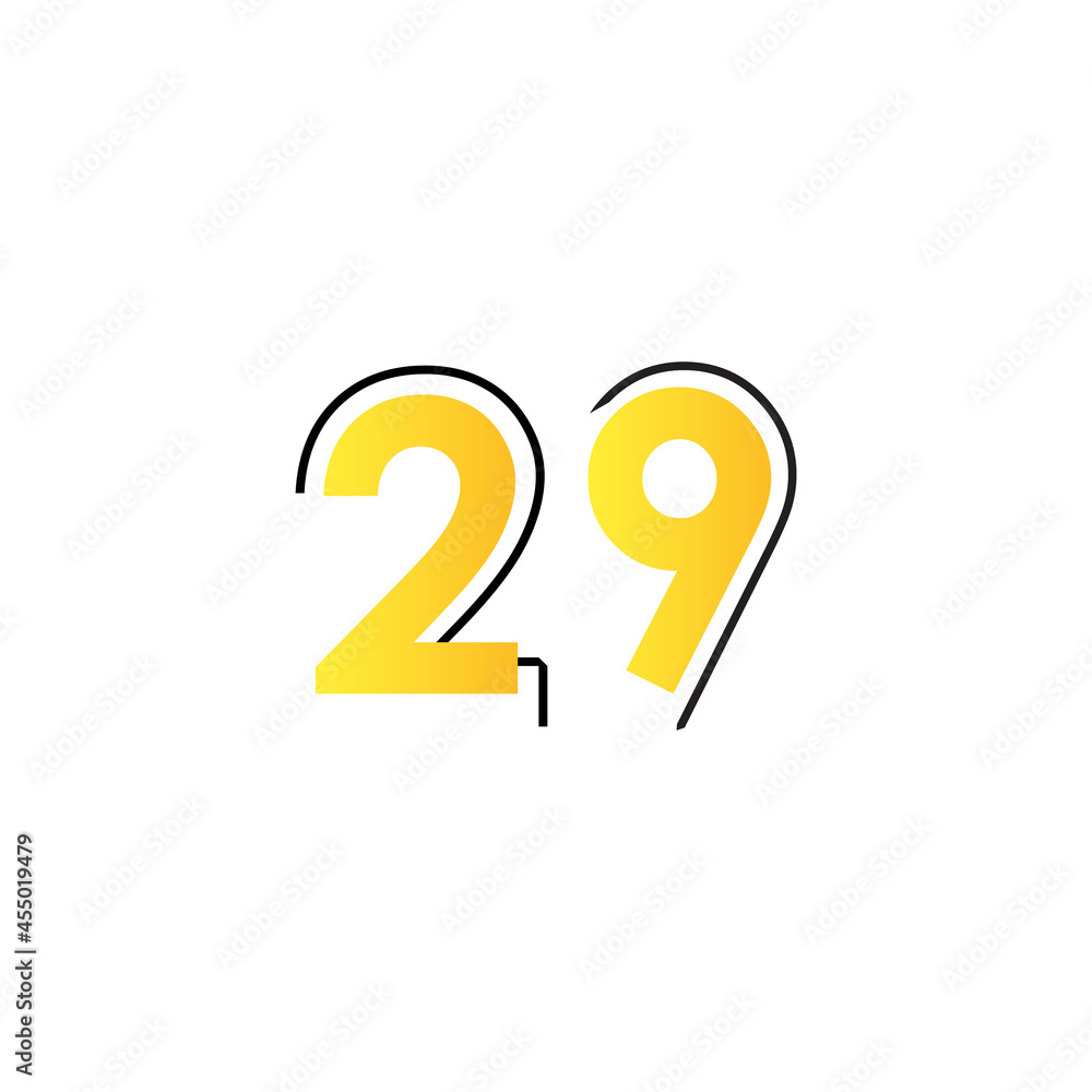 29 th anniversary event party. Vector illustration. numbers template ...