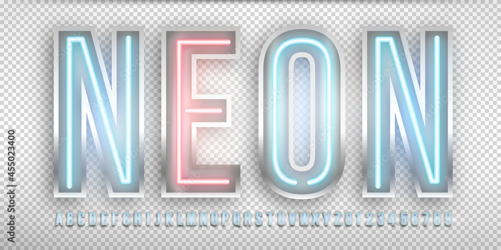 Realistic 3d Neon font vector Stock Vector | Adobe Stock