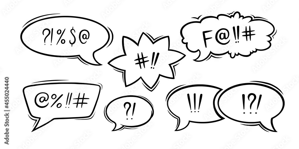 Plakat Swearing speech bubble censored with symbols. Hand drawn swear ... Plakat Swearing speech bubble censored with symbols. Hand drawn swear ...