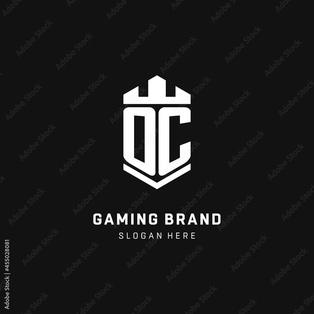 OC monogram logo initial with crown and shield guard shape style Stock ...