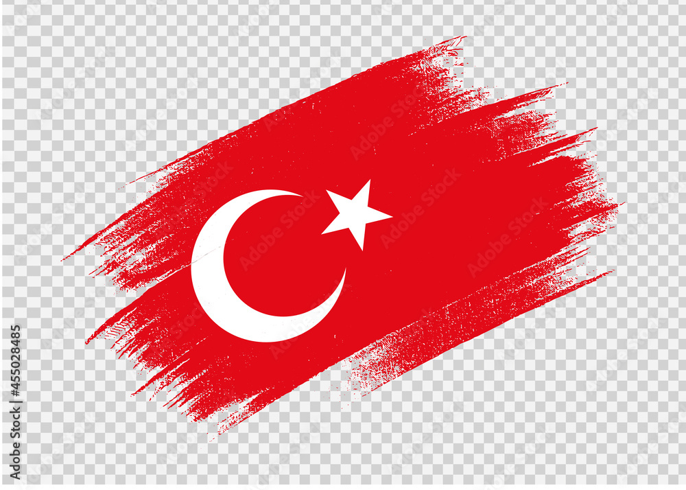 Turkey flag with brush paint textured isolated on png or transparent ...