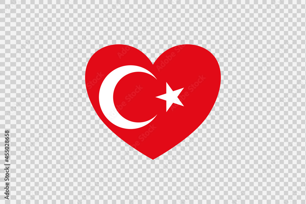 Turkey flag in heart shape isolated on png or transparent background ...
