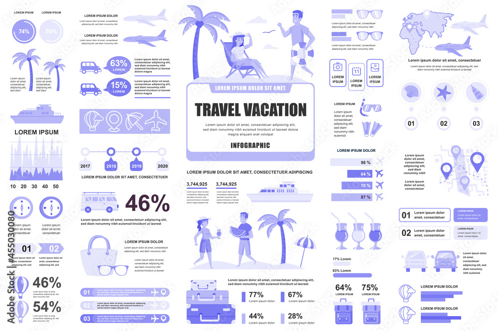 Bundle travel vacation infographic UI, UX, KIT elements. Different ...