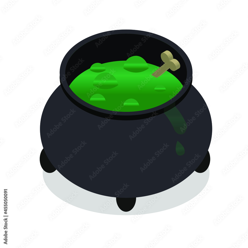 Isometric bubbling cauldron isolated on white. Vector illustration ...