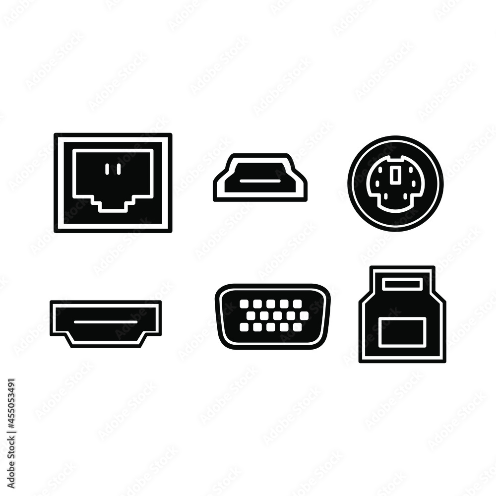 Port VGA, modem ethernet, HDMI, etc connector for a computer on a ...