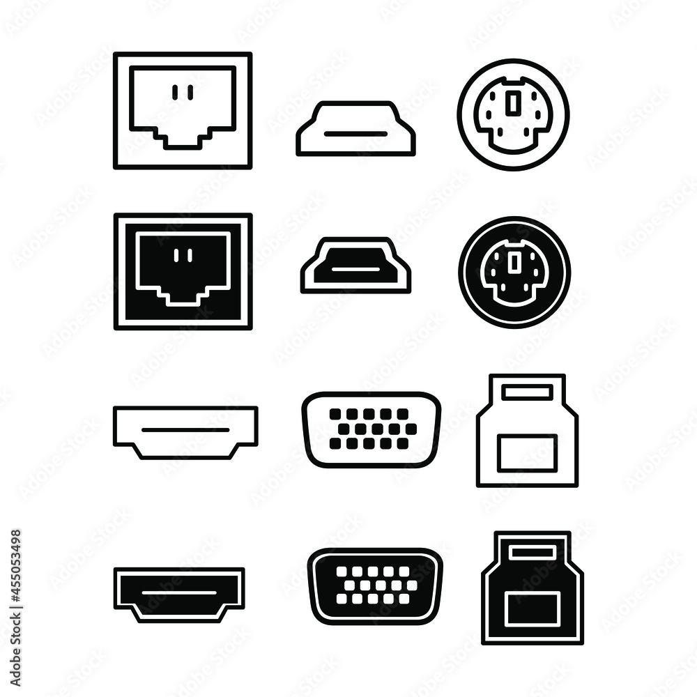 Port VGA, modem ethernet, HDMI, etc connector for a computer on a ...