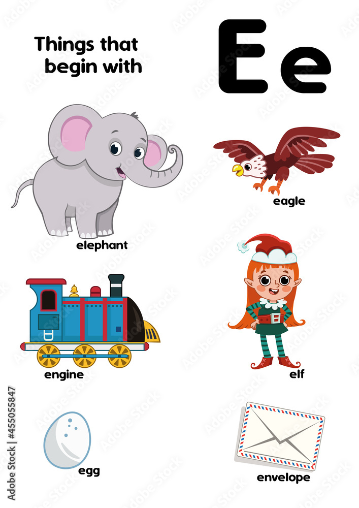 Things That Start With The Letter E Educational Vector Illustration things-that-start-with-the-letter-e-educational-vector-illustration