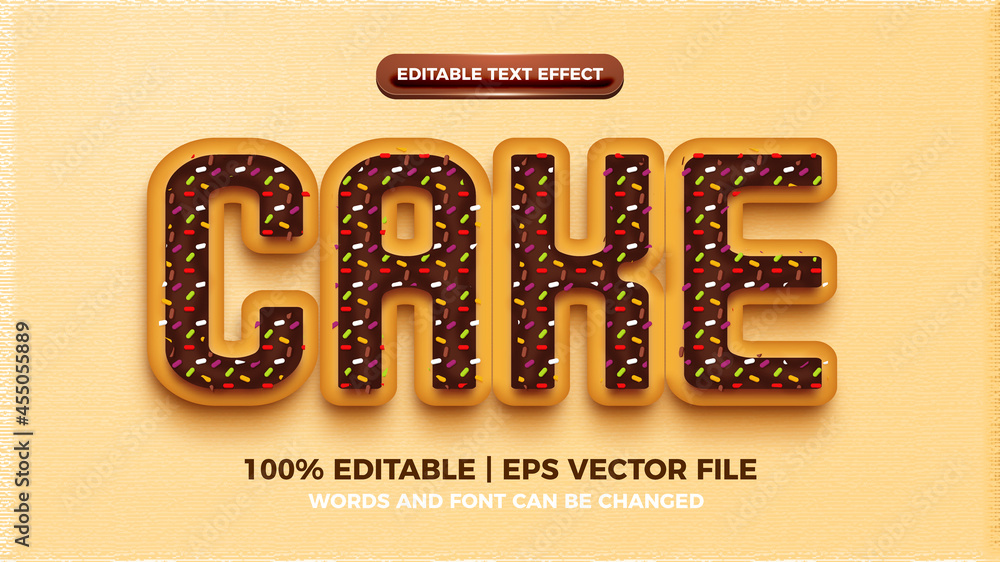 cake text style effect editable Stock Vector | Adobe Stock
