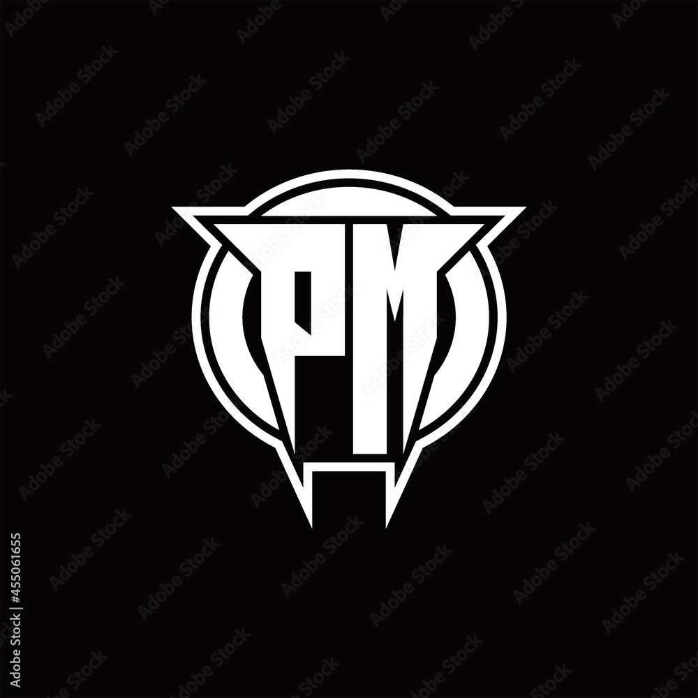 PM Logo monogram with circle rounded shape design template Stock Vector ...