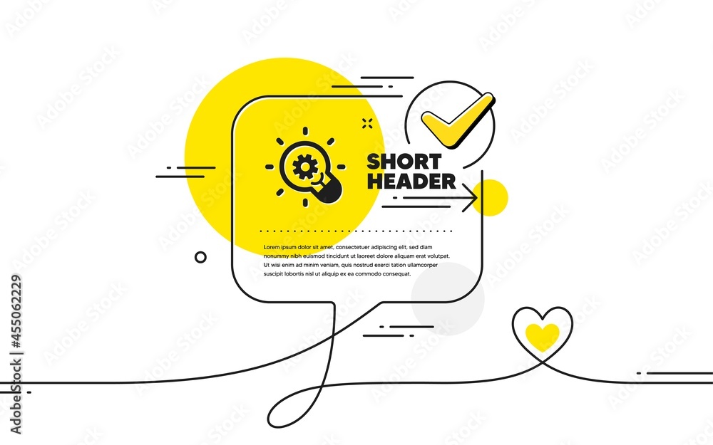 Innovation icon. Continuous line check mark chat bubble. Light bulb ...