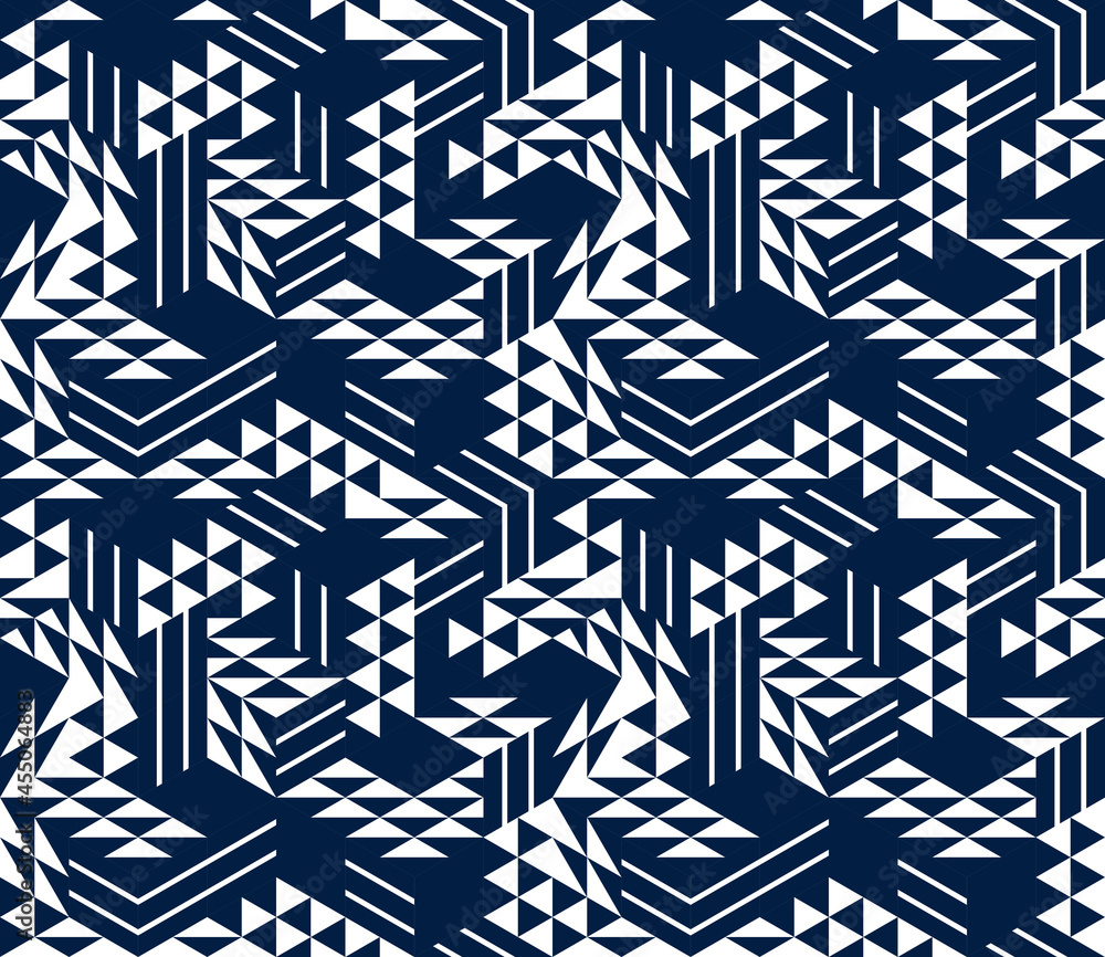 Seamless Isometric Rhombus And Triangles Geometric Pattern 3d Cubes Vector Tiling Background