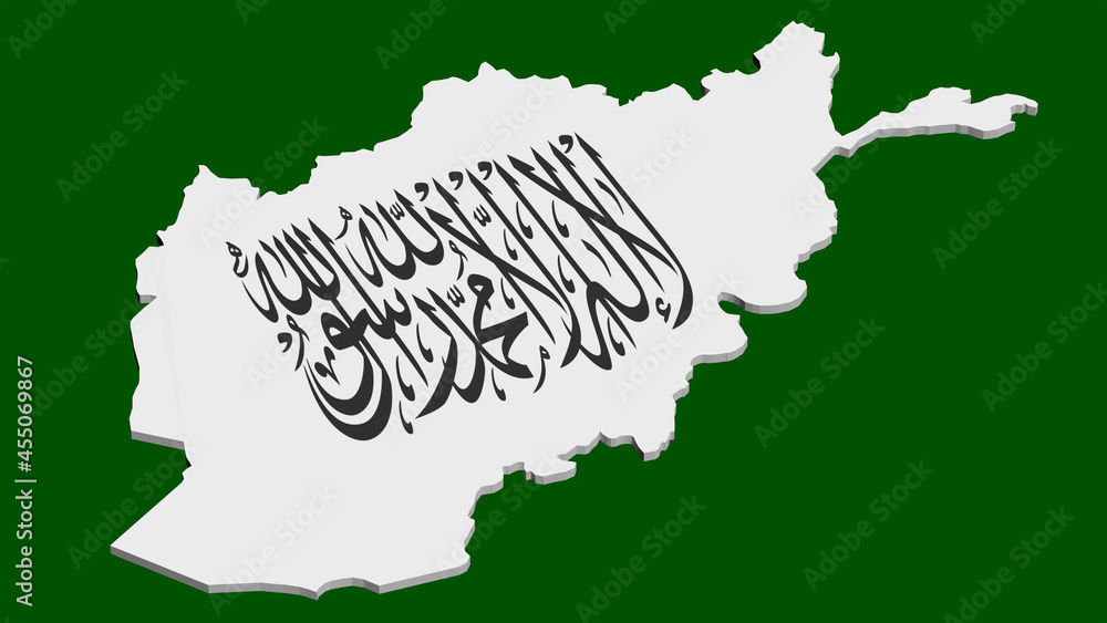 3D model of the Islamic Republic of Afghanistan map in the colors of ...