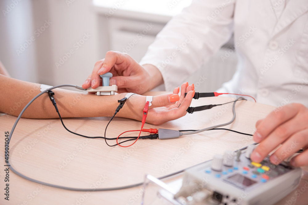Poster Patient nerves testing using electromyography at medical center ...