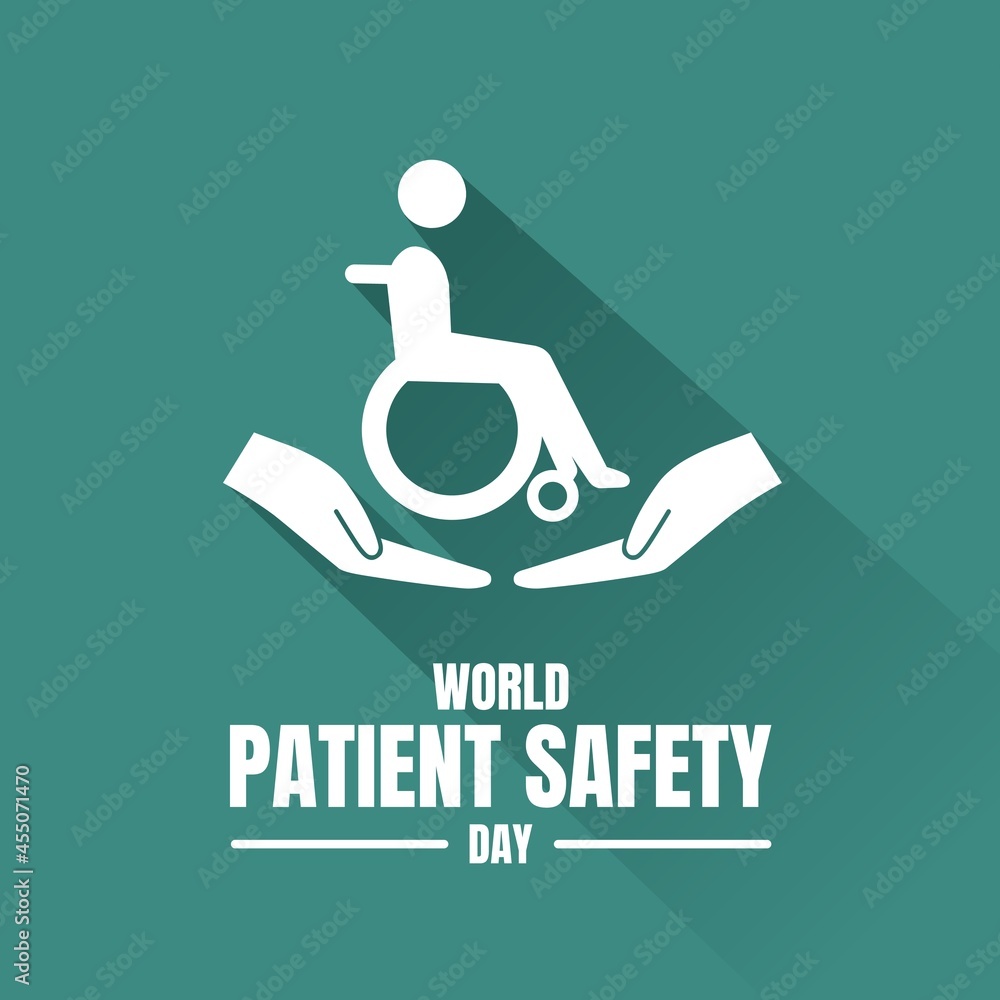 Vector illustration, wheelchair icon with palm, as banner or poster ...